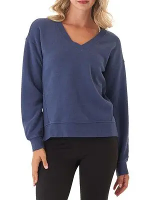THREADS 4 THOUGHT Elisha V-neck Fleece Sweatshirt - Deep Sea