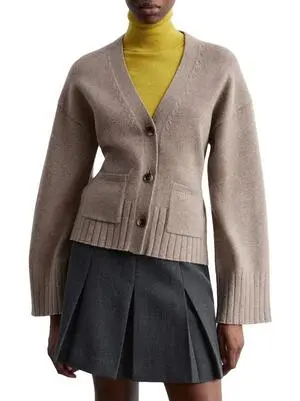 & Other Stories Cotton And Wool Blend Cardigan - Mole Dark