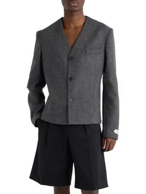Jacquemus La Veste Sera Fitted Collarless Blazer - Dark Grey