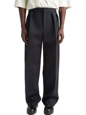 Jacquemus Le Pantalon Citta Pleated Stretch Wool Pants - Black