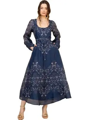 Hale Bob Organza Maxi Dress Navy