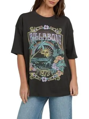 BILLABONG Counting Stars Oversize Cotton Graphic T-shirt - Off Black