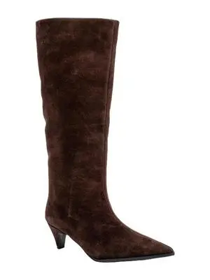 FOREVER & ALWAYS SHOES Siora Leather Knee High Boots - Brown Suede Leather