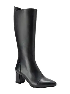 FOREVER & ALWAYS SHOES Osmera Leather Knee High Boots - Black Leather