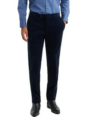 JACK VICTOR Palmer Flat Front Stretch Corduroy Trousers - Navy