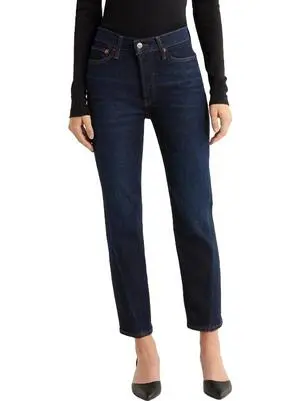 RE/DONE Twisted Stove Pipe Jeans - Dark Lady Blue