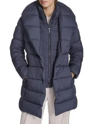 KENNETH COLE Water Resistant Puffer Coat - Navy