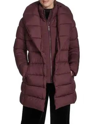 KENNETH COLE Water Resistant Puffer Coat - Wine