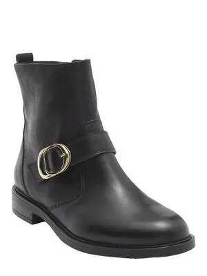 Paul Green Buckle Ankle Boots - Black Leather