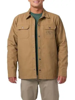 O'Neill Fleece Lined Cotton Canvas Jacket - Dark Khaki