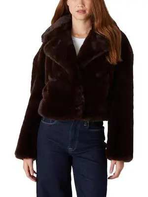 Blanknyc Cropped Faux Fur Jacket - Americano
