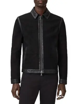 John Varvatos Jaxon Leather-trimmed Suede Jacket - Black