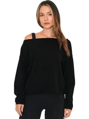 REBODY Romy Off Shoulder Cashmere Sweater - Black