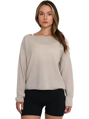 REBODY Romy Off Shoulder Cashmere Sweater - Sand