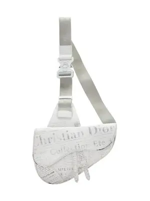 Dior Daniel Arsham Newspaper Print Saddle Bag - White