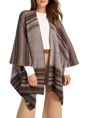 Matty M. Striped Poncho - Chocolate