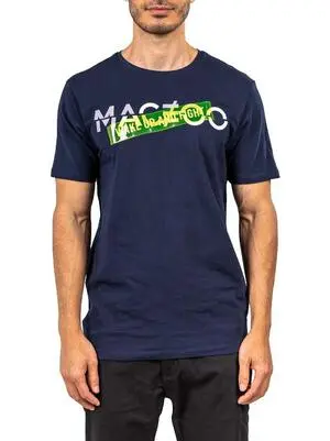 MACEOO Wakeupfight Navy Graphic T-shirt - Blue