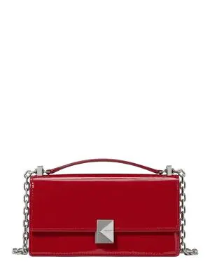 Kate Spade New York Mini Deco Patent Leather Convertible Chain Crossbody Bag - Dark Scarlet