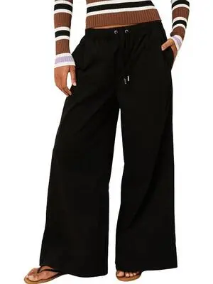 Solid & Striped The Flynn Stretch Cotton Wide Leg Pants - Noir