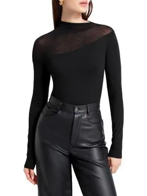 MARCELLA Dove Sheer Trim Top - Black