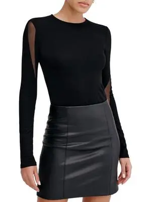 MARCELLA Alley Mesh Long Sleeve Top - Black