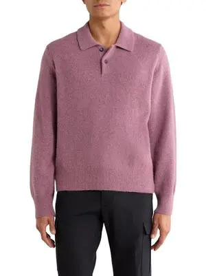 CORRIDOR Brushed Baby Alpaca Blend Polo Sweater - Plum