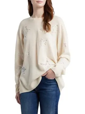 LoveShackFancy Westcott Star Lace Sweater - Ivory