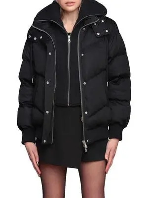 Avec Les Filles Hooded Puffer Jacket - Black
