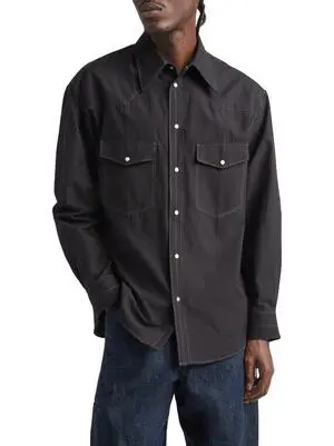 LEMAIRE Cotton Twill Western Snap-up Shirt - Black
