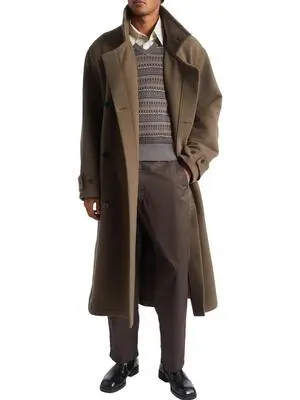 LEMAIRE Double Face Wool Wrap Coat - Thyme