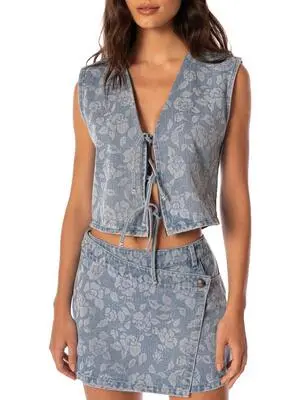 MAAJI Printed Denim Vest - Blue