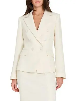 TAHARI ASL Bouclé Double Breasted Blazer - Vanilla