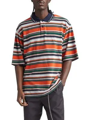 Martine Rose Oversize Stripe Polo - Green/orange