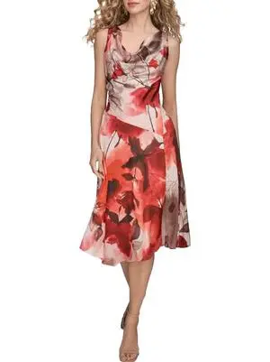 Donna Karan New York Floral Satin Dress - Magenta Multi