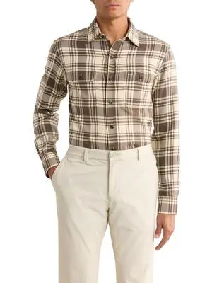 Ralph Lauren Purple Label Plaid Cotton Button-up Shirt - Thicket Moss/cream