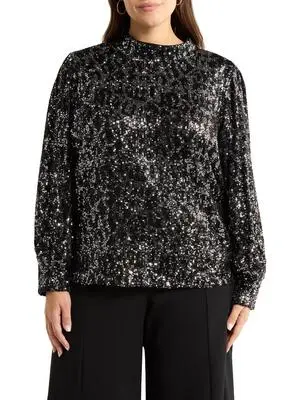 SUGARLIPS Zuri Isabella Sequin Top - Silver/black