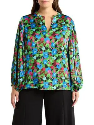 SUGARLIPS Destine Floral Print Blouse - Green-blue-fuchsia