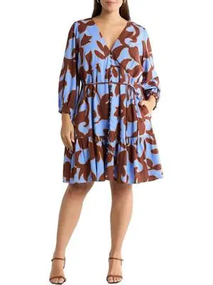 SUGARLIPS Briley Floral Print Mini Dress - Brown-blue