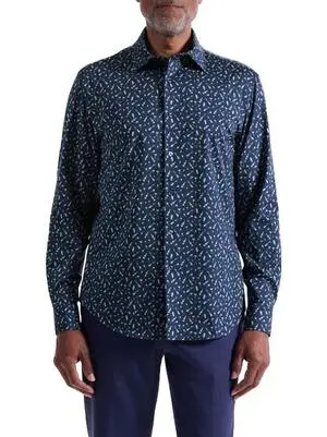 BUGATCHI James Ooohcotton® Cocktail Print Button-up Shirt