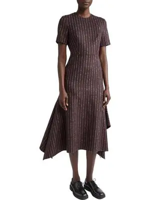 Erdem Pinstripe Wool & Mohair-blend Midi Dress - Dark Plum