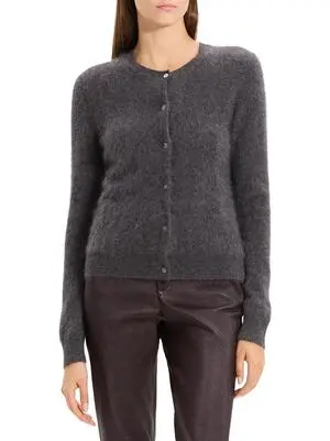 Theory Brushed Cashmere Cardigan Light Charcoal