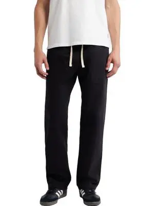 STANDARD ISSUE Cotton Stretch Poplin Drawstring Slacker Pants - Black