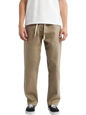 STANDARD ISSUE Cotton Canvas Drawstring Slacker Pants Beige