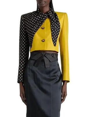 Valentino Garavani Silk Shantung Crop Jacket - Yellow