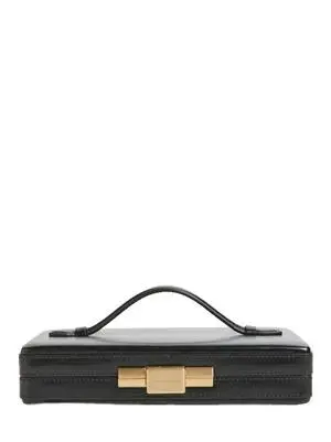 Victoria Beckham Leather Top Handle Box Clutch - Black