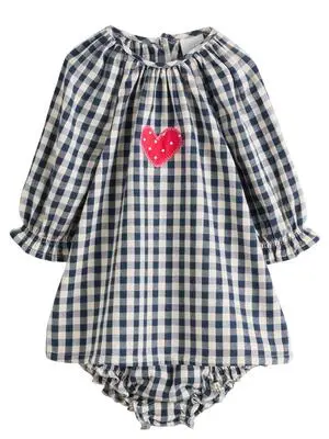 NEXT Gingham Dress And Bloomers Set - Blue