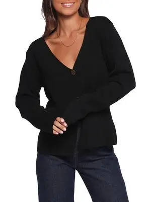 PETAL & PUP Jett Button Cardigan - Black