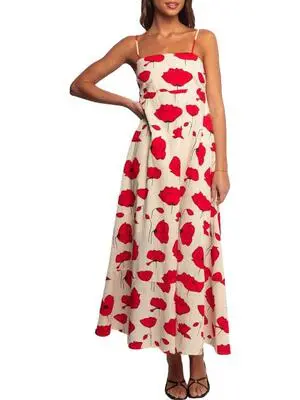 PETAL & PUP Floral Cotton Maxi Sundress - Poppy