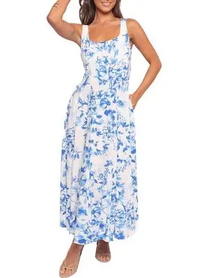 PETAL & PUP Floral Princess Seam Maxi Dress - Blue Floral
