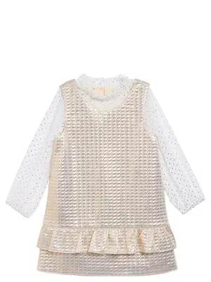 PIPPA & JULIE Blair Long Sleeve Top & Brocade Dress - Gold